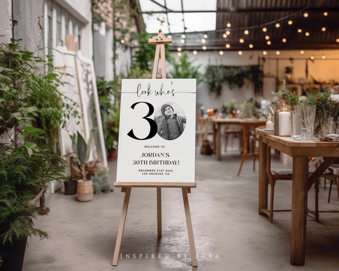 30th Birthday Welcome Sign, Male 30th Birthday Welcome Printable, 30th ...