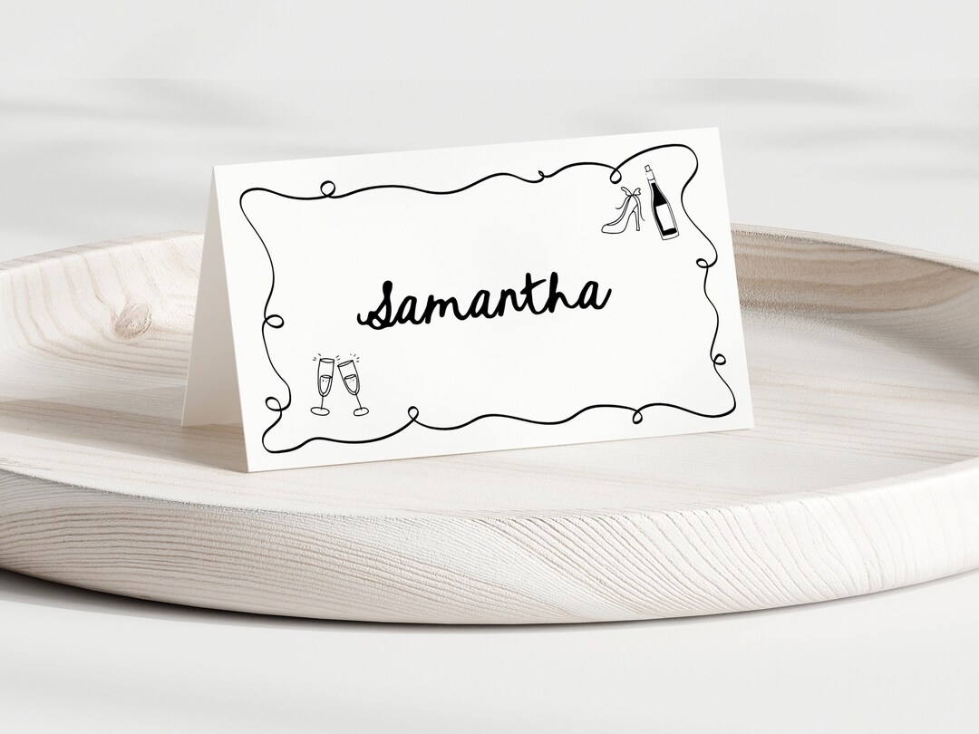 Modèle de marque-places à bordure ondulée, marque-places modifiables ...