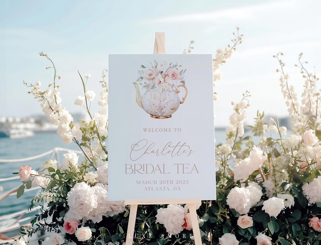 Bridal Tea Party Welcome Sign, Blush Bridal Tea Welcome Sign, Afternoon ...