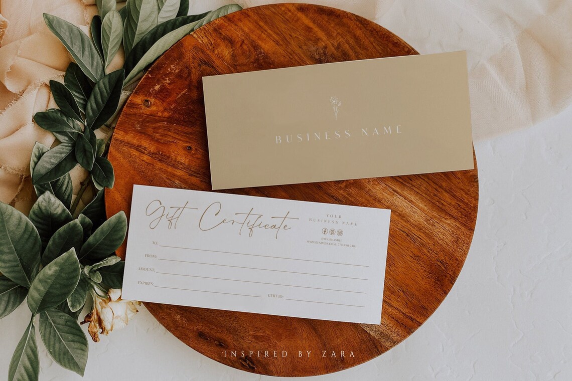 Minimalist Gift Certificate Template Beige Gift Voucher - Etsy