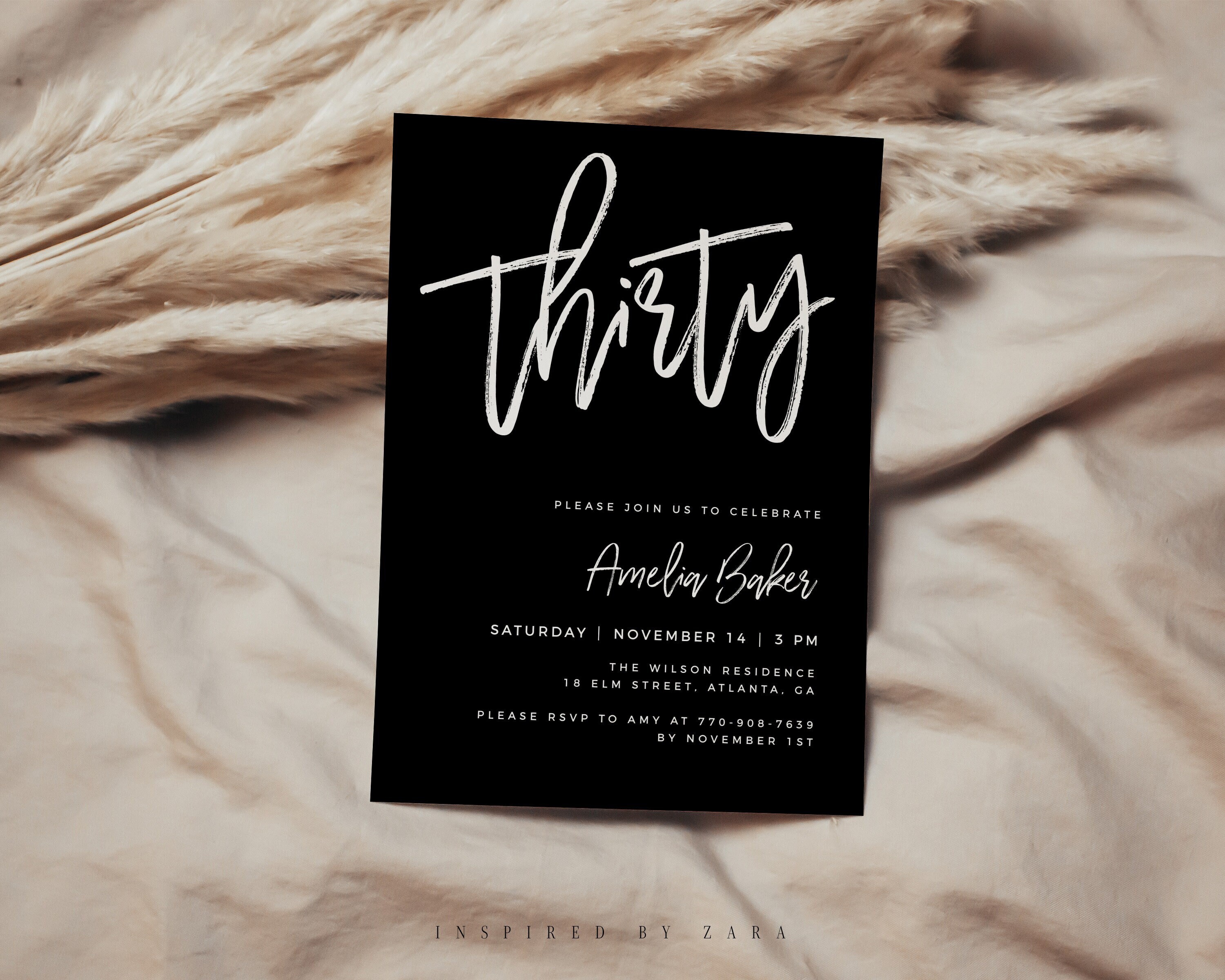 Black Birthday Invitation Template Male Birthday Invite - Etsy