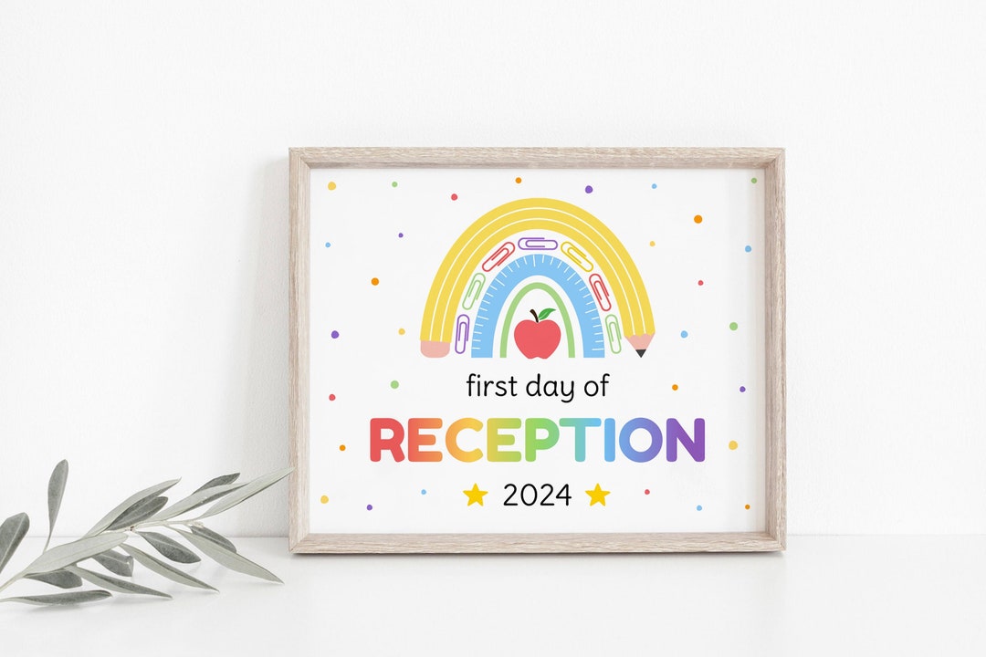First Day of Reception Sign, Rainbow Reception Sign, Editable Template ...