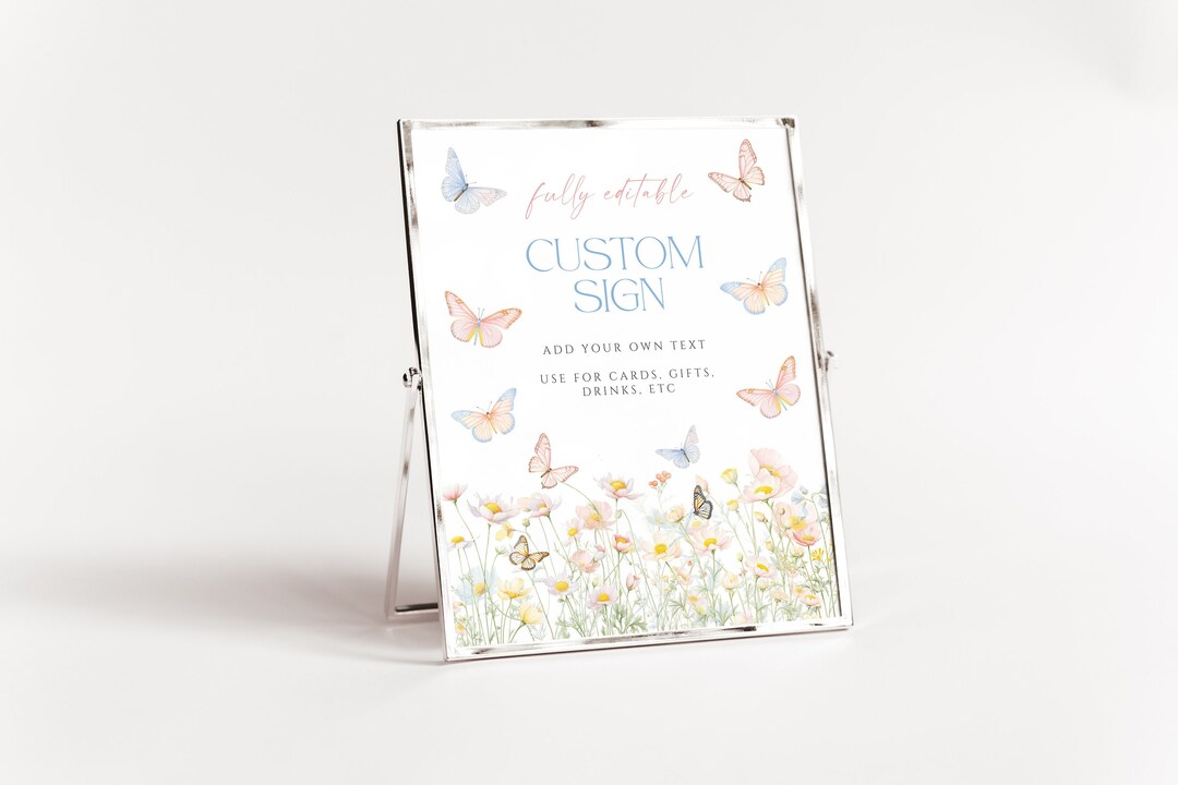 Butterfly Custom Sign Template, Editable Custom Sign, Butterflies ...