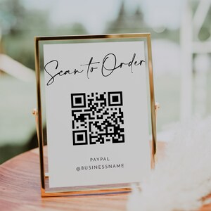 QR Code Sign Printable, Scan to Order Sign Template, QR Code Printable ...