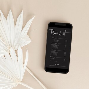 Black Price List Template, Electronic Price List, Small Business Price ...
