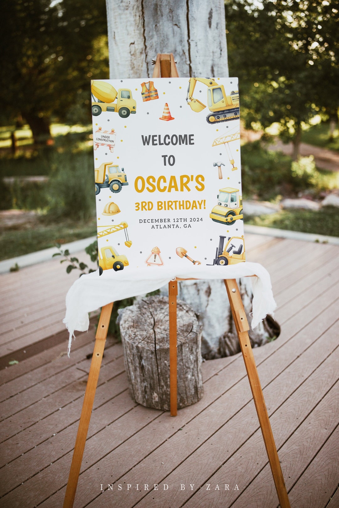 Construction 3rd Birthday Welcome Template, Dump Truck Welcome Sign ...