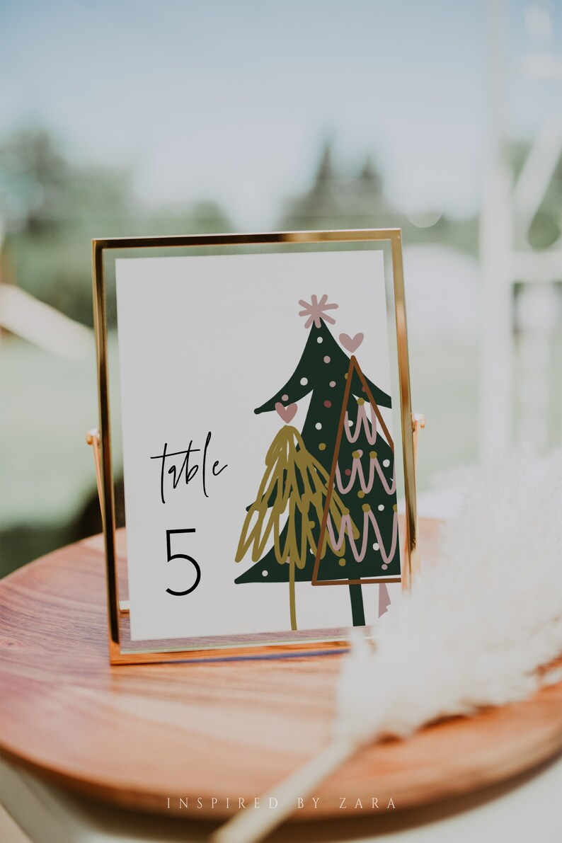 Modern Christmas Table Numbers Printable Holiday Table - Etsy