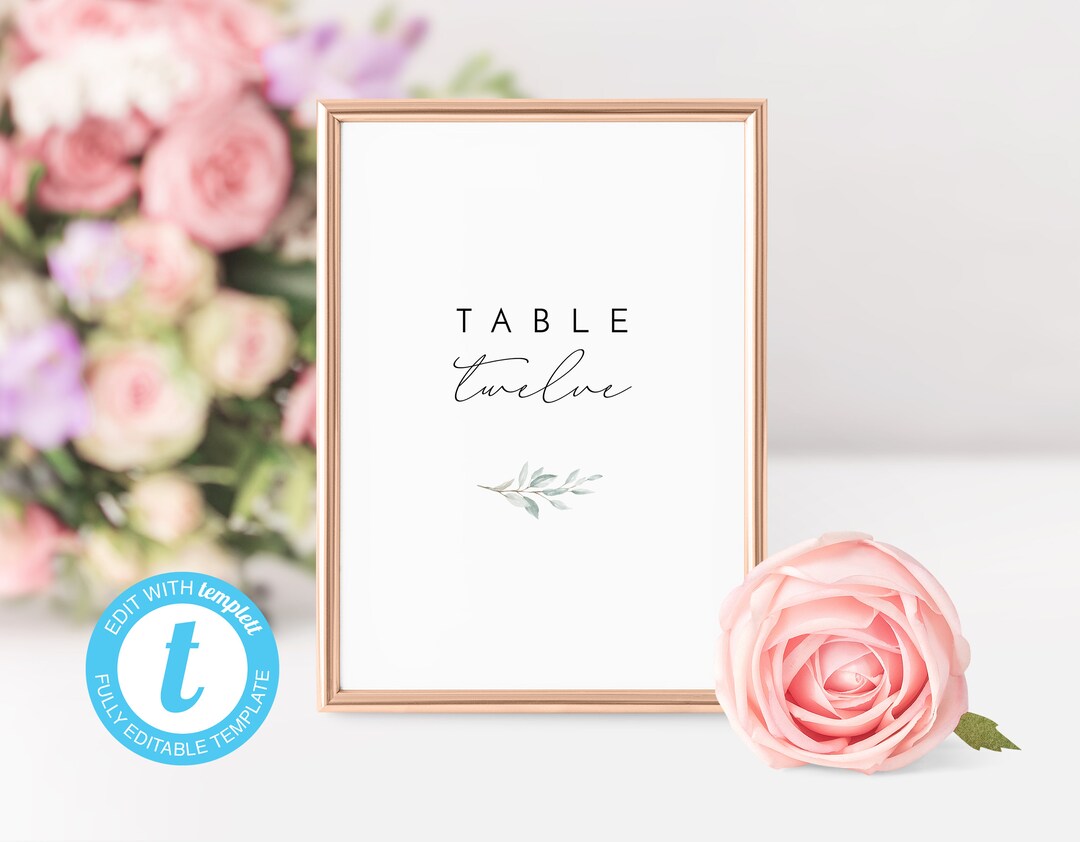 Modern Table Numbers Editable Template Wedding Table Card Editable ...