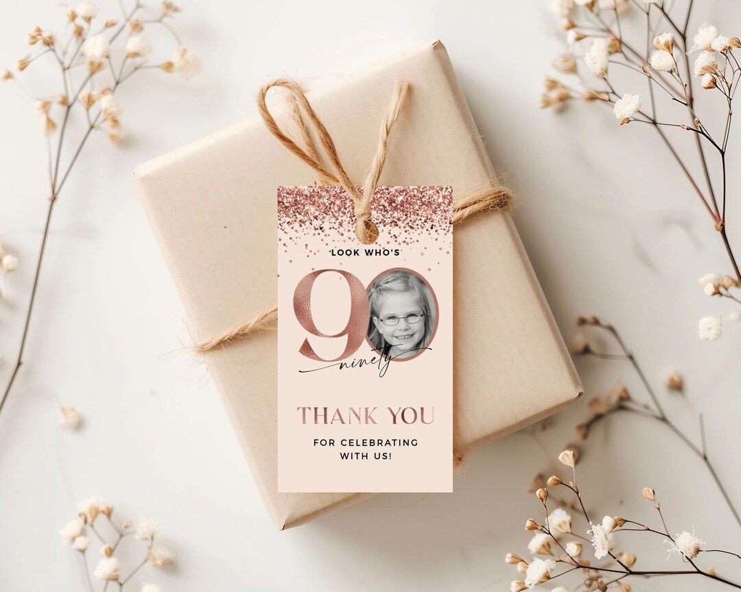 90th Birthday Gift Tag, 90th Favor Tag Template, 90th Gift Tag for ...