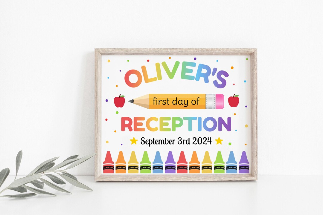 First Day of Reception Sign, Rainbow Reception Sign, Editable Template ...