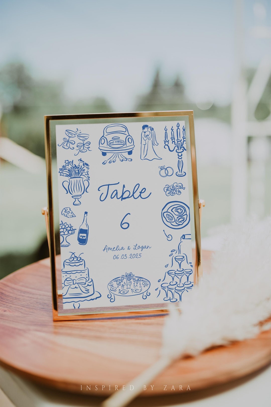 Hand Drawn Floral Table Number Template, Whimsical Table Numbers, Fun ...