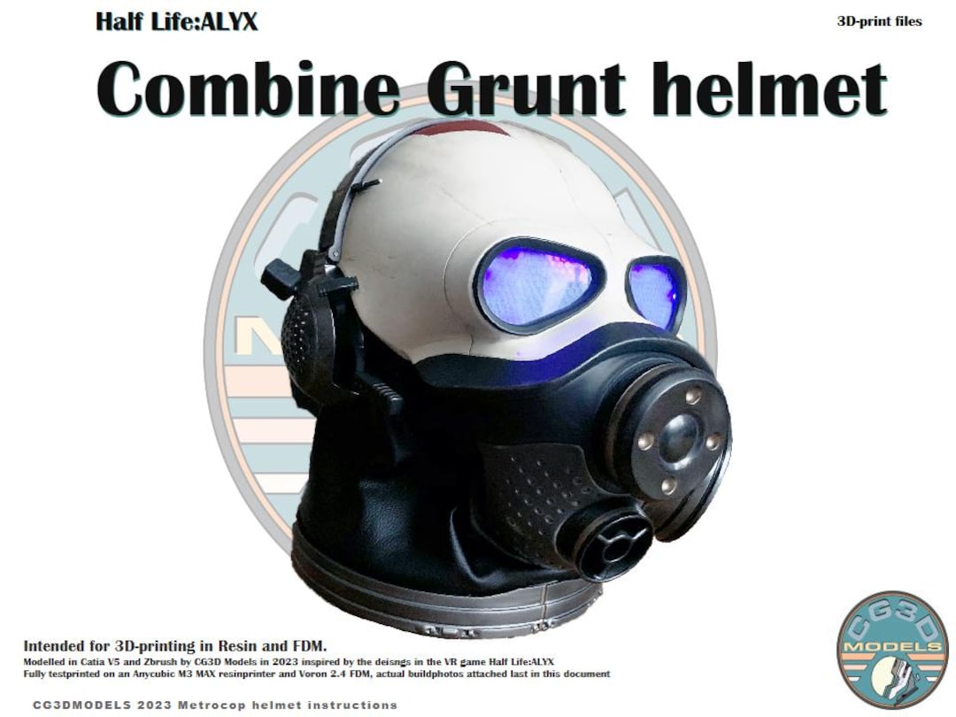Half-life Alyx Combine Soldier Helmet 3D Print Files - Etsy