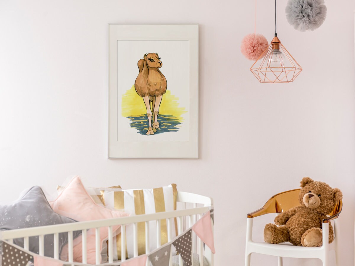 Cute Camel Printable Wall Art Baby Girl Camel Print for Nursery Drawn ...