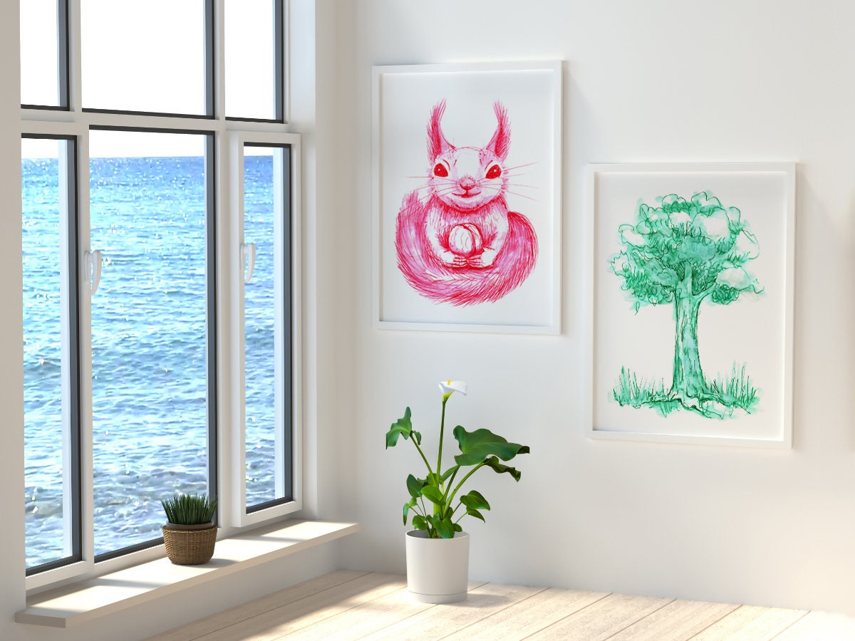 Drawn Tree Printable Wall Art Nature Nursery Print Green Tree - Etsy