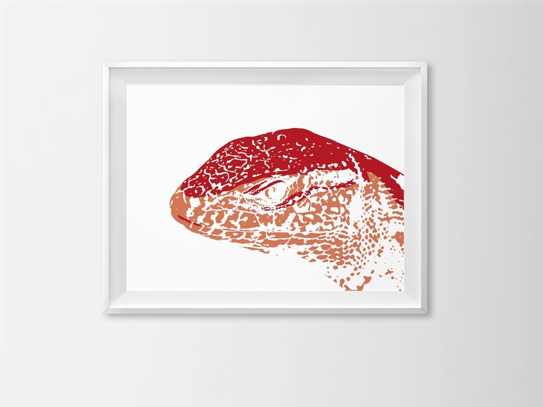 Red Lizard Abstract Printable Wall Art Animal Graphic Print Reptile ...