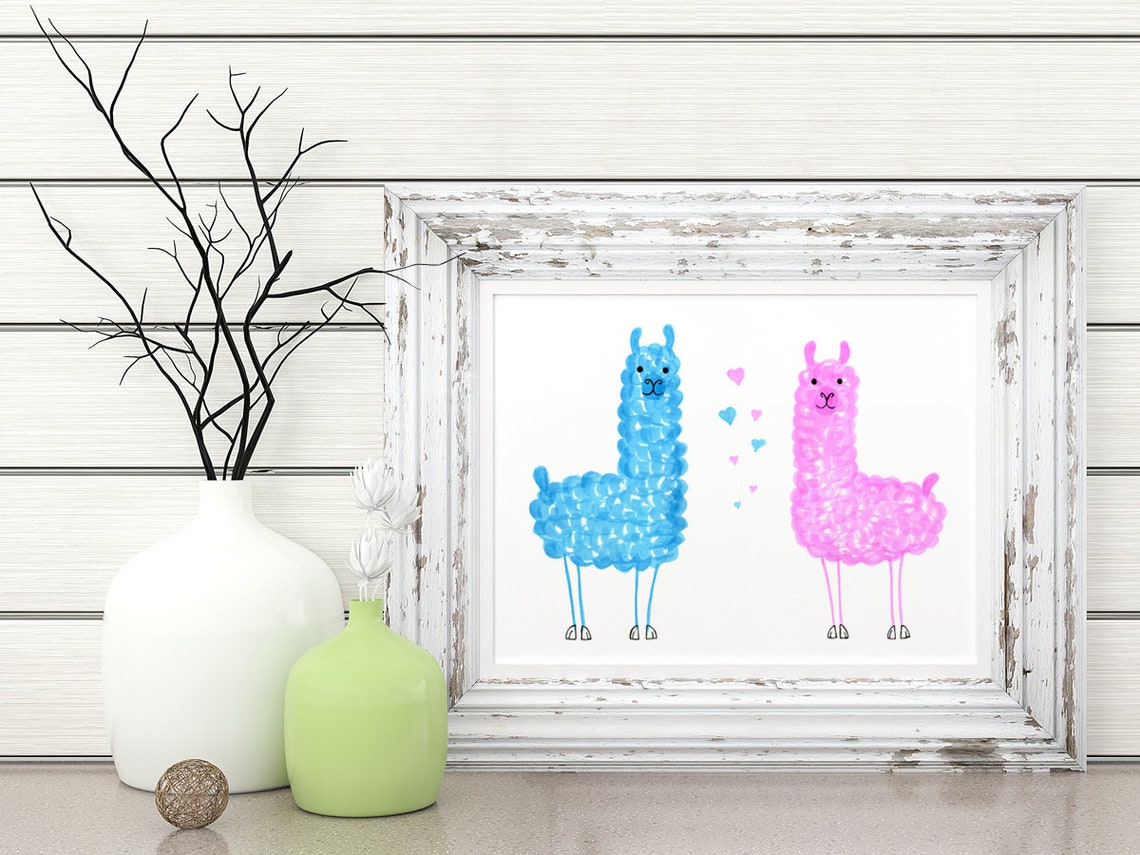 Cute Llama Couple Printable Wall Art Lama Nursery Poster Gift - Etsy
