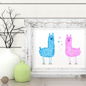 Cute Llama Couple Printable Wall Art Lama Nursery Poster Gift for ...