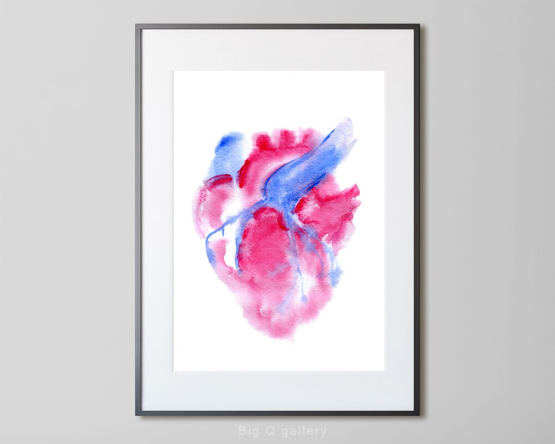 Human Heart Watercolor Printable Wall Art Science Human Anatomy Art ...