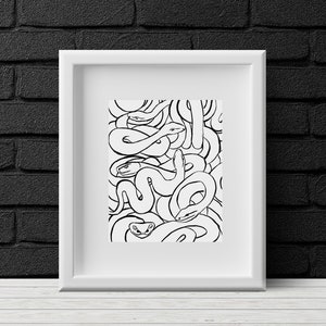 Snake Pattern Printable Wall Art Black and White Minimalist Graphic ...