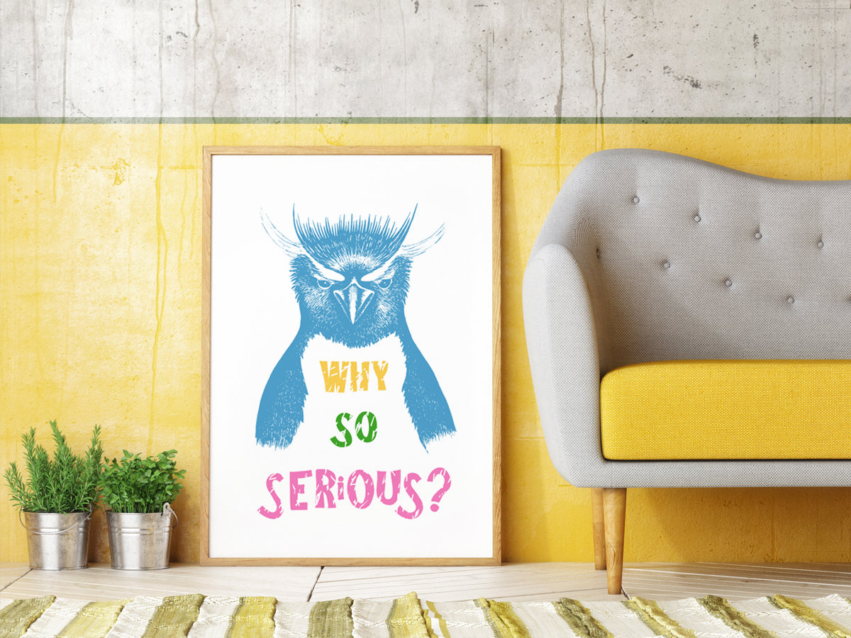 Penguin Printable Wall Art Why so Serious Poster Blue Penguin Print ...