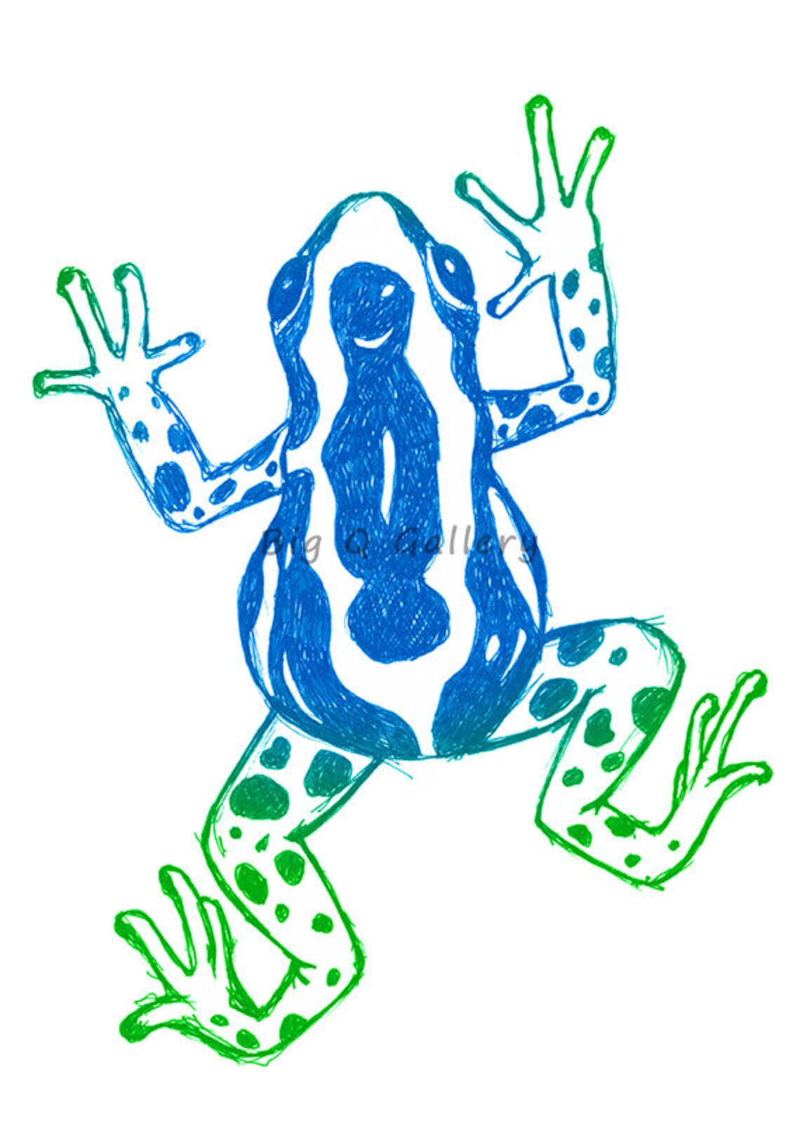 Cute Frog Sketch Printable Wall Art Blue Drawn Frog Cartoon - Etsy