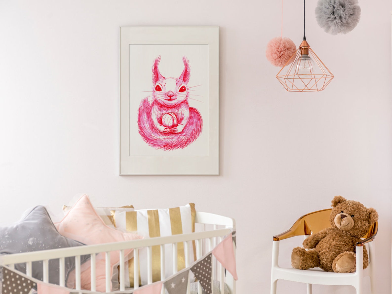 Squirrel Nursery Printable Wall Art Cute Baby Squirrel Poster | Etsy