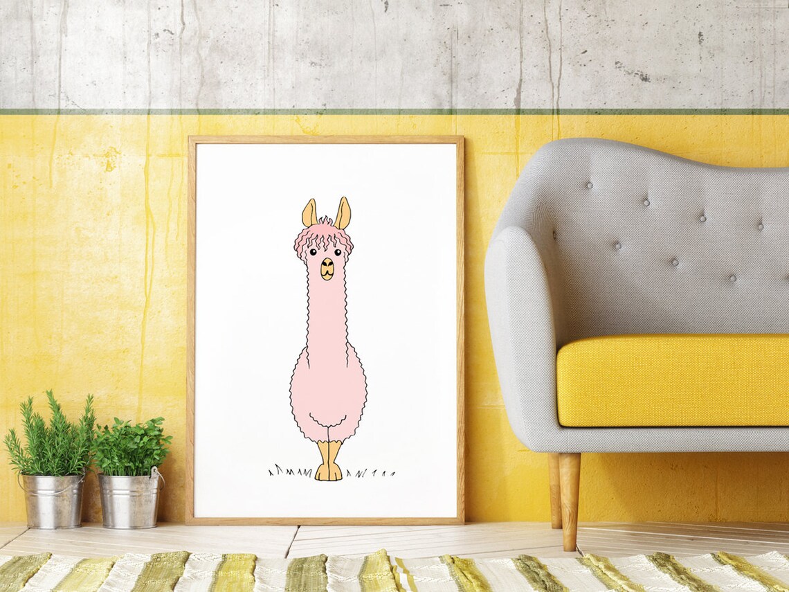 Pink Llama Nursery Printable Wall Art Cute Llama Poster Mama - Etsy