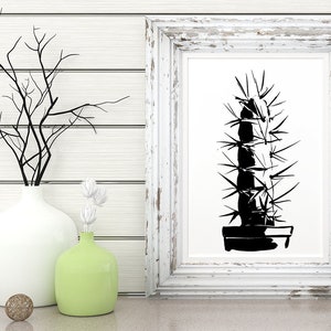 Cactus Printable Wall Art Black and White Print Graphic Art Poster ...