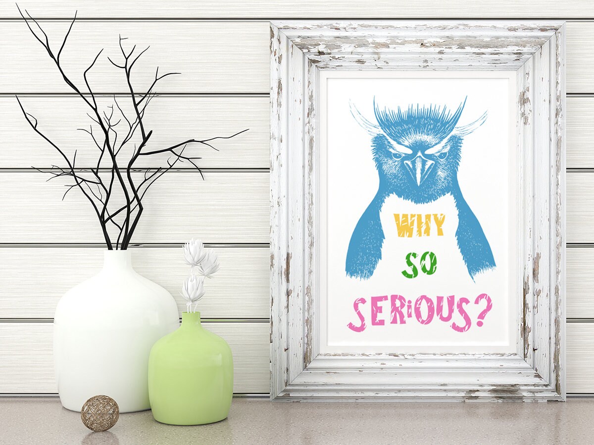 Penguin Printable Wall Art Why so Serious Poster Blue Penguin Print ...