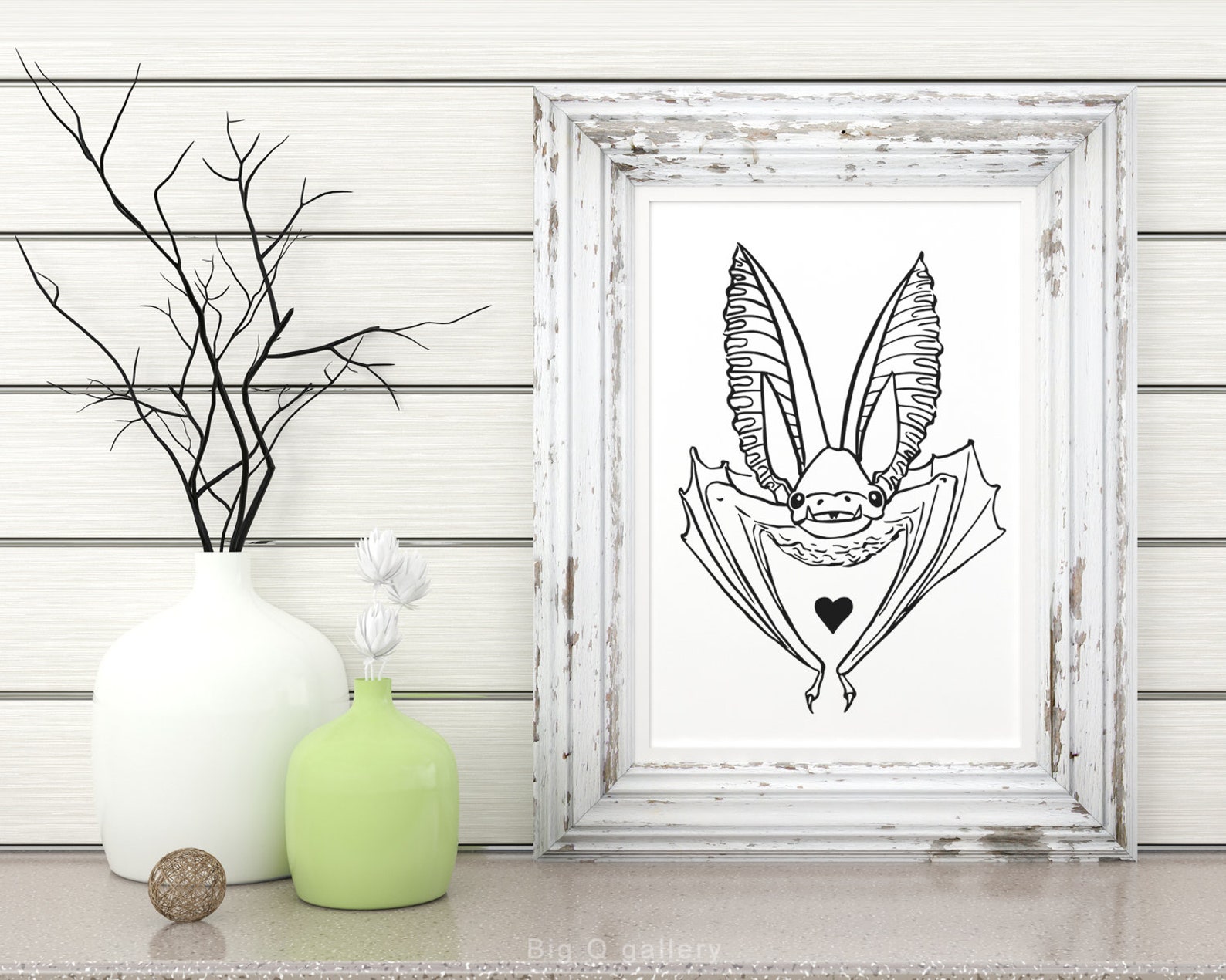 Bat Drawing Black and White Printable Wall Art Minimalist - Etsy