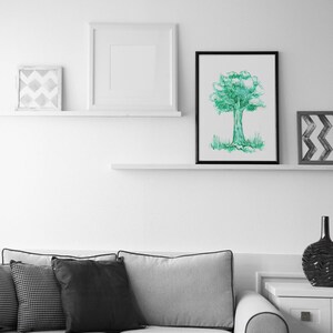 Drawn Tree Printable Wall Art Nature Nursery Print Green Tree Poster ...