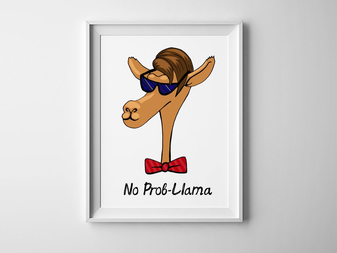 No Prob Llama Printable Wall Art Papa Lama Daddy Print Gift for Him ...