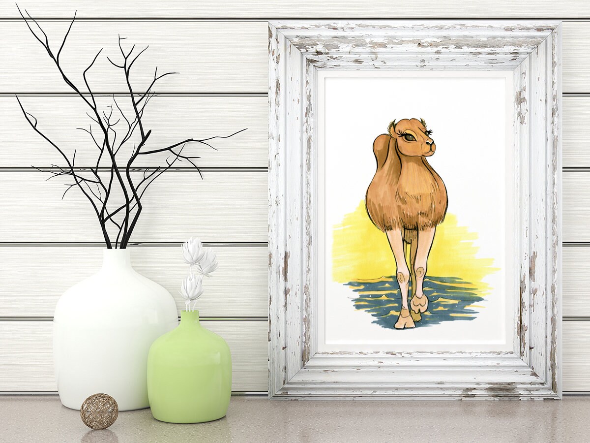 Cute Camel Printable Wall Art Baby Girl Camel Print for Nursery Drawn ...