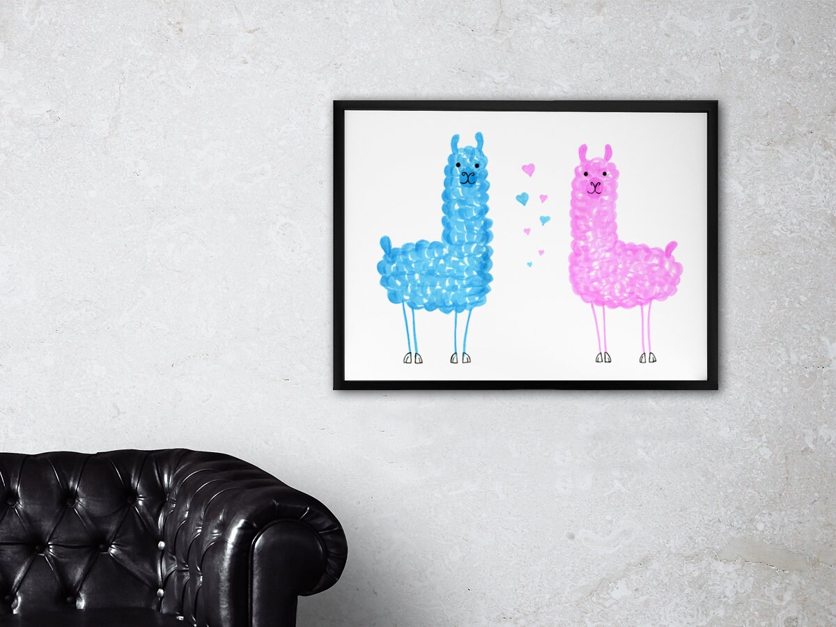 Cute Llama Couple Printable Wall Art Lama Nursery Poster Gift - Etsy