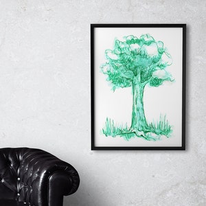 Drawn Tree Printable Wall Art Nature Nursery Print Green Tree Poster ...