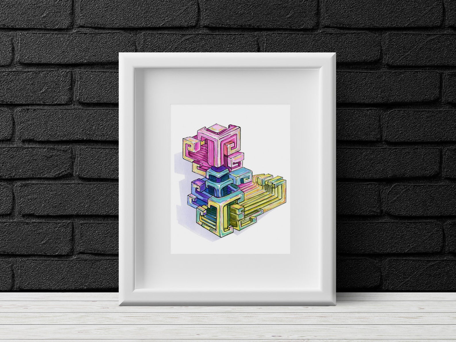 Bismuth Crystal Abstract Printable Wall Art Modern Graphic Rainbow ...