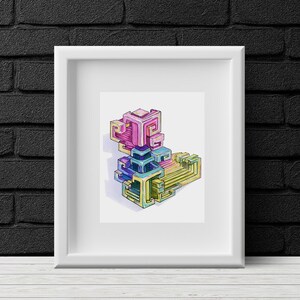 Bismuth Crystal Abstract Printable Wall Art Modern Graphic Rainbow ...