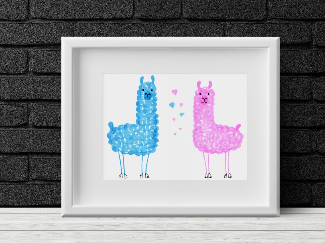 Cute Llama Couple Printable Wall Art Lama Nursery Poster Gift - Etsy