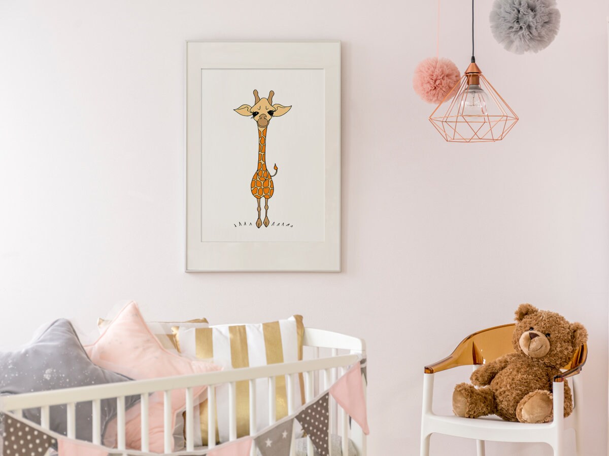 Baby Giraffe Nursery Printable Wall Art Cute Giraffe Poster - Etsy