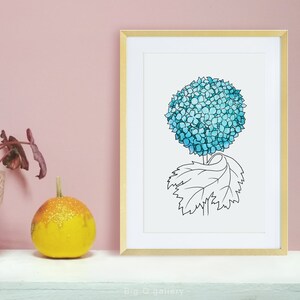 Blue Hydrangea Printable Wall Art Botanical Watercolor Flower Drawn ...