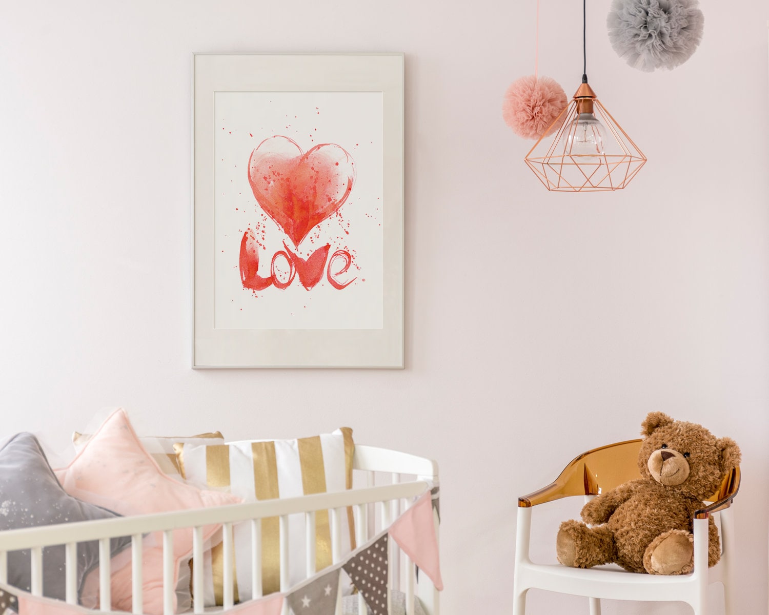 Red Heart Printable Wall Art Love Print Watercolor Art Cute - Etsy