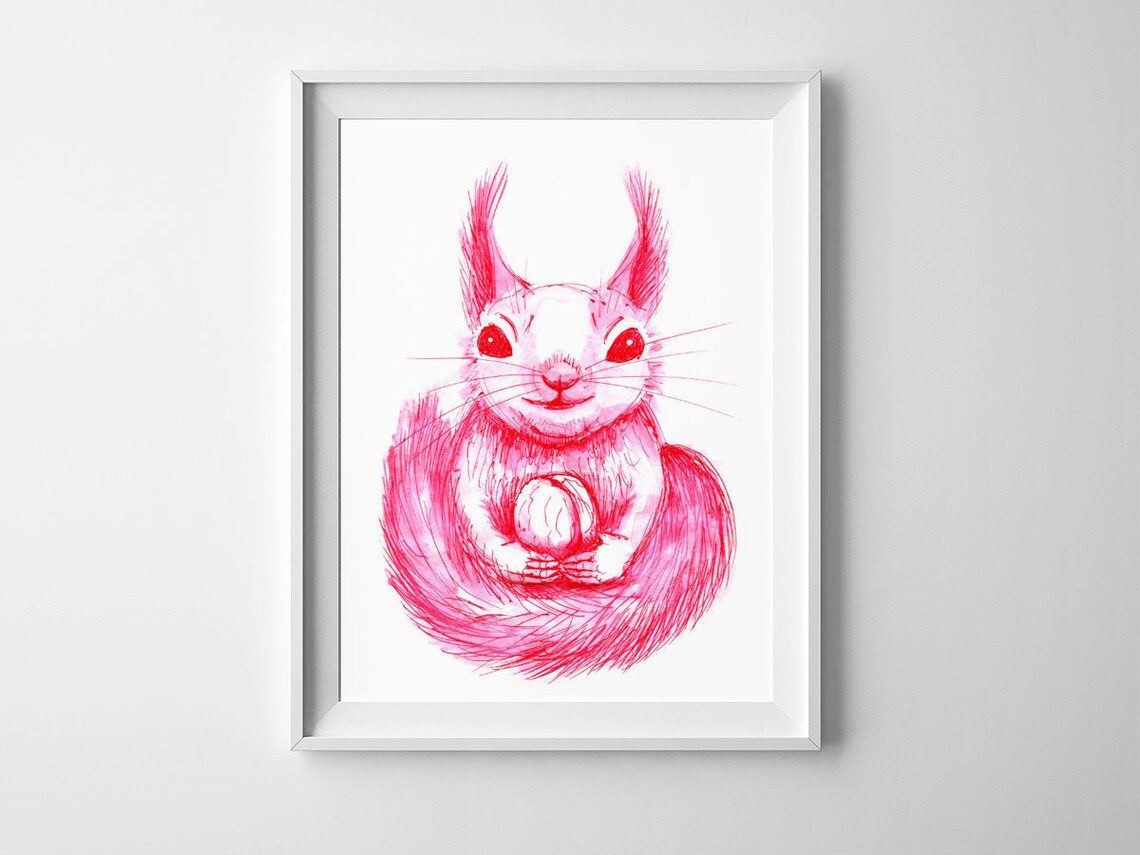 Squirrel Nursery Printable Wall Art Cute Baby Squirrel Poster | Etsy