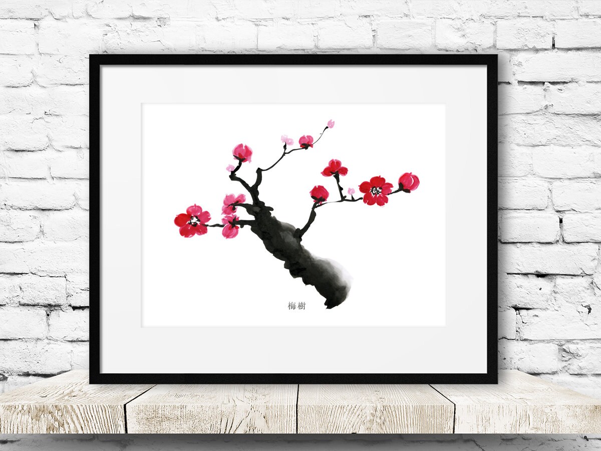 Chinese Painting Printable Wall Art Plum Tree Print Japanese Cherry ...