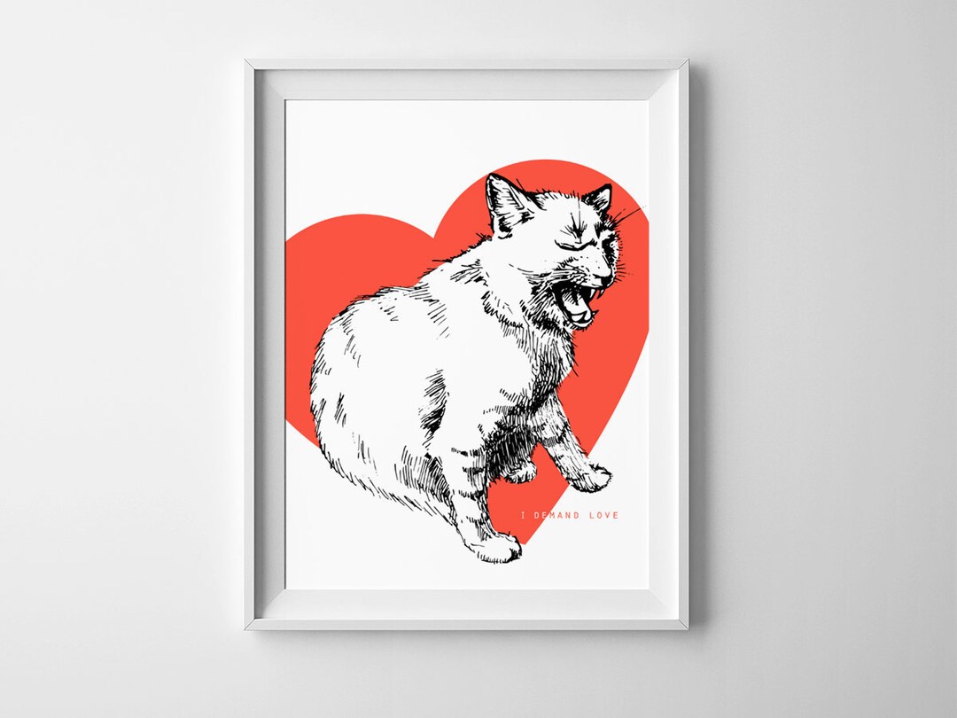 Motivational Cat Printable Wall Art Animal Sketch Love Poster - Etsy