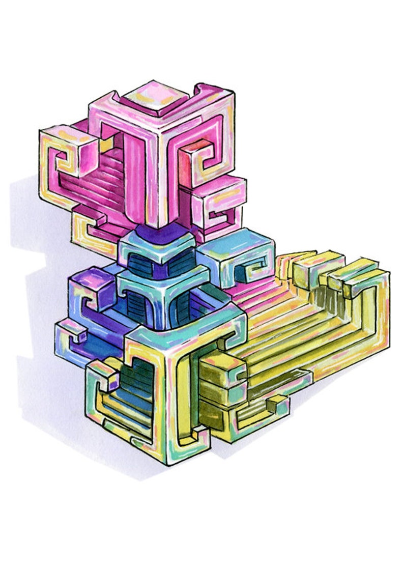 Bismuth Crystal Abstract Printable Wall Art Modern Graphic Rainbow ...