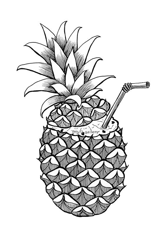 Pineapple Art Black And White