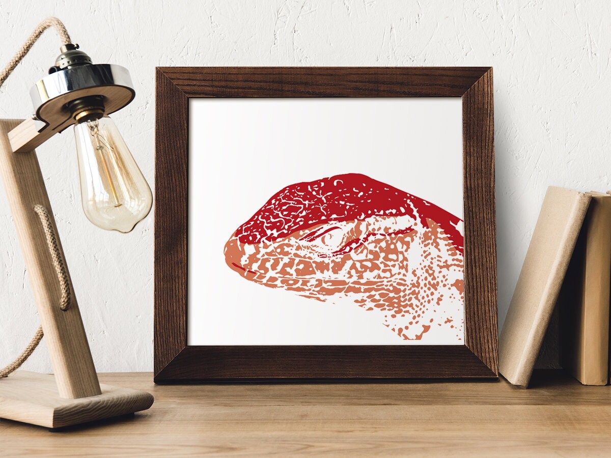 Red Lizard Abstract Printable Wall Art Animal Graphic Print - Etsy