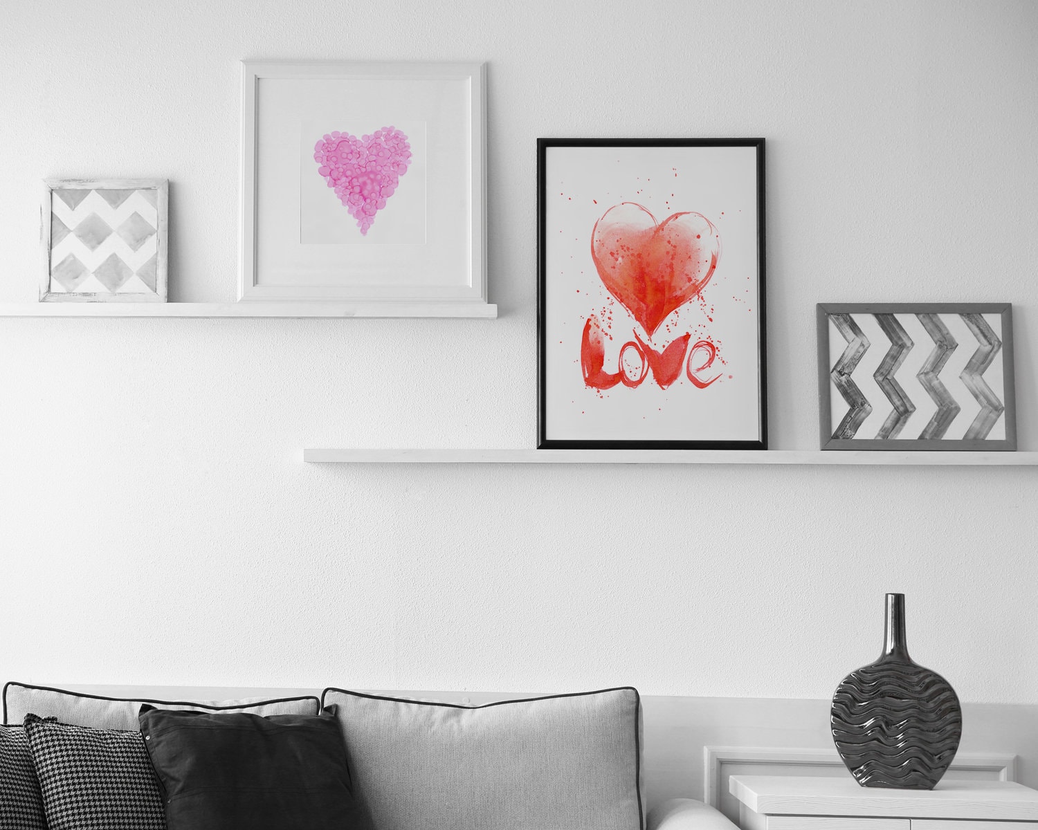 Red Heart Printable Wall Art Love Print Watercolor Art Cute - Etsy