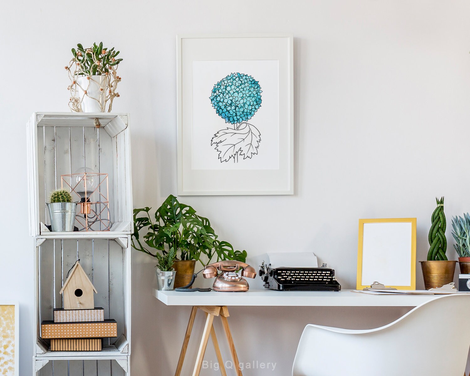 Blue Hydrangea Printable Wall Art Botanical Watercolor Flower - Etsy