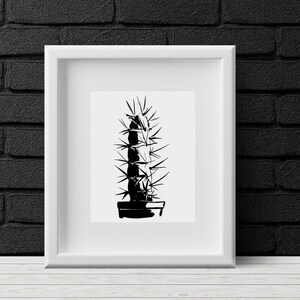 Cactus Printable Wall Art Black and White Print Graphic Art Poster ...